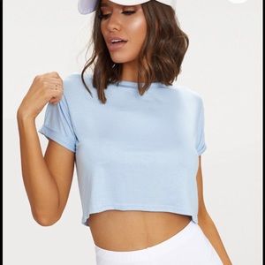 PrettyLittleThing | Tops | Baby Blue Crop Top | Poshmark